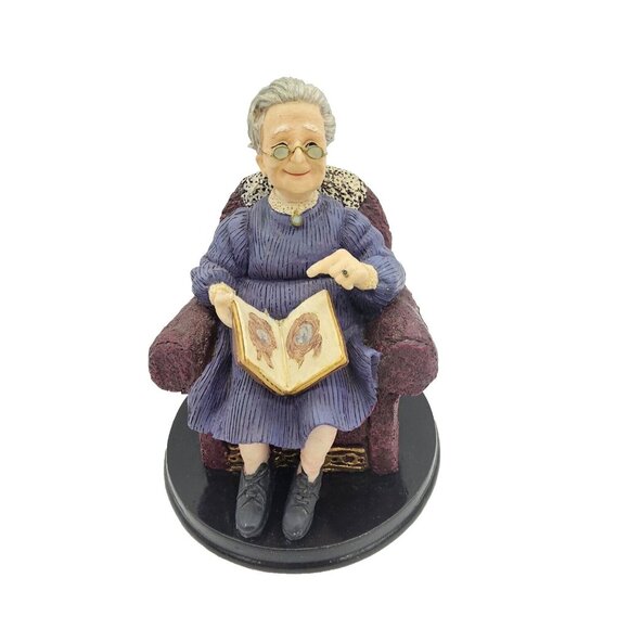 Accents | Vintage Elder Woman Figurine Resin Sweet Grandma Reading ...